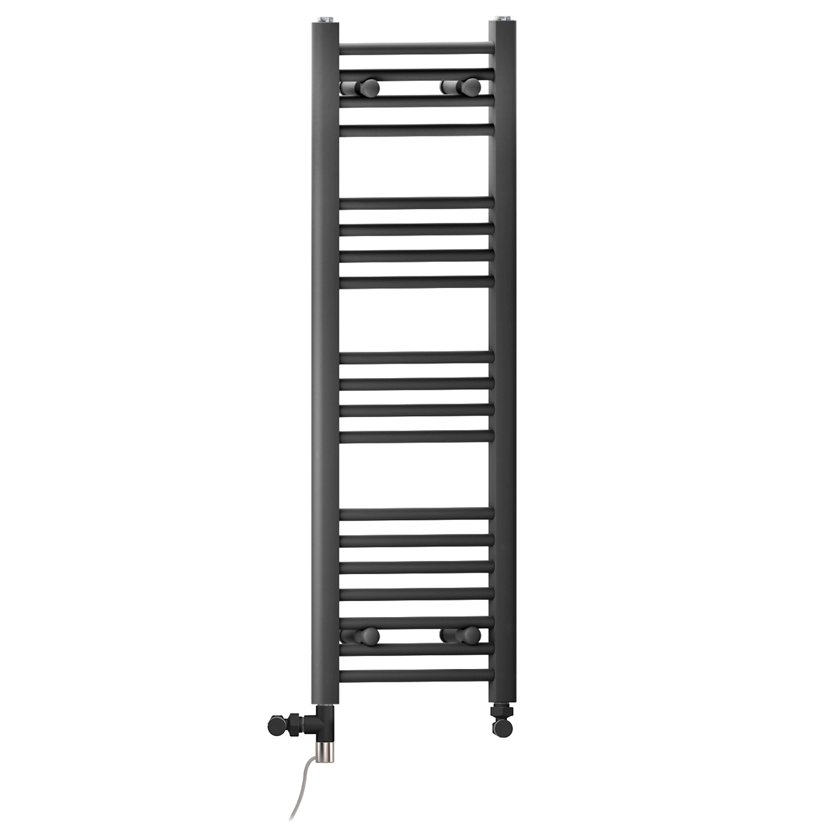 Dual Fuel 300 x 1000mm Straight Matt Black Heated Towel Rail - (incl ...