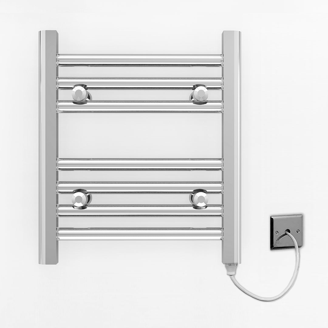 300mm Wide - 400mm High Flat Chrome Electric Heated Towel Rail Radiato ...