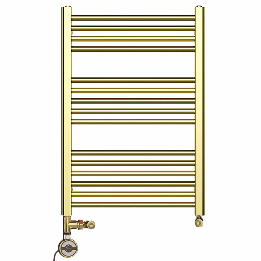Dual Fuel 550 x 800mm Shiny Gold Heated Towel Rail Radiator- (incl. Va ...