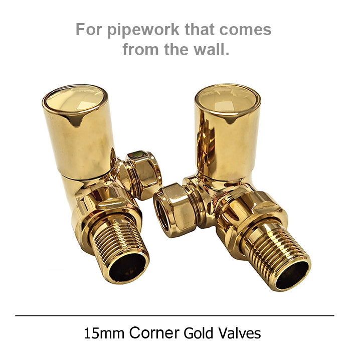 Modern Gold Round Corner Radiator Valves 15mm Pair – Myhomeware
