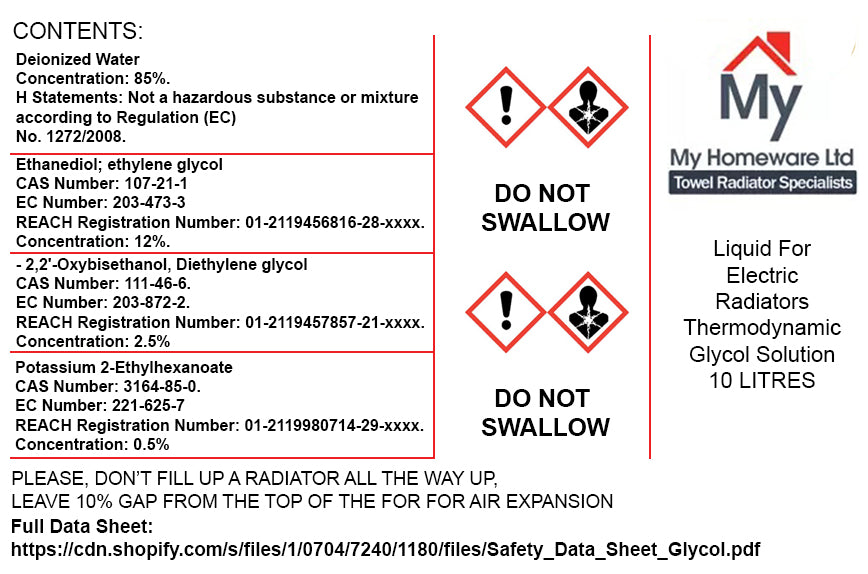 Liquid For Electric Radiators - Thermodynamic Glycol Solution - 10 LIT ...