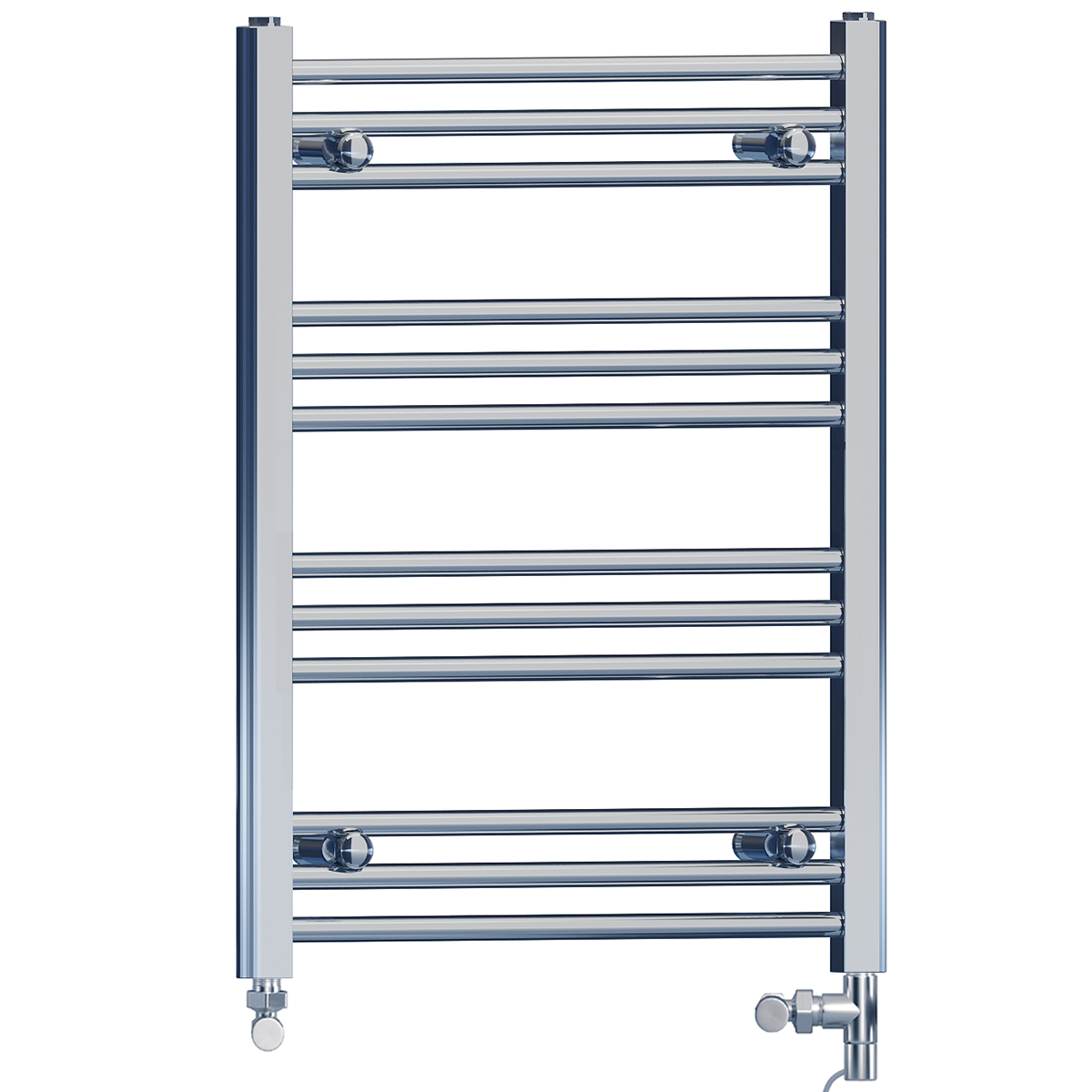 Dual Fuel 400 x 700mm High Flat Chrome Heated Towel Rail Radiator Stoc ...