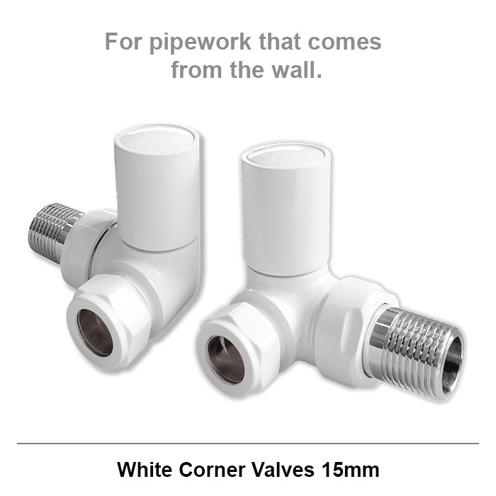 Modern White Round Corner Radiator Valves 15mm Pair – Myhomeware