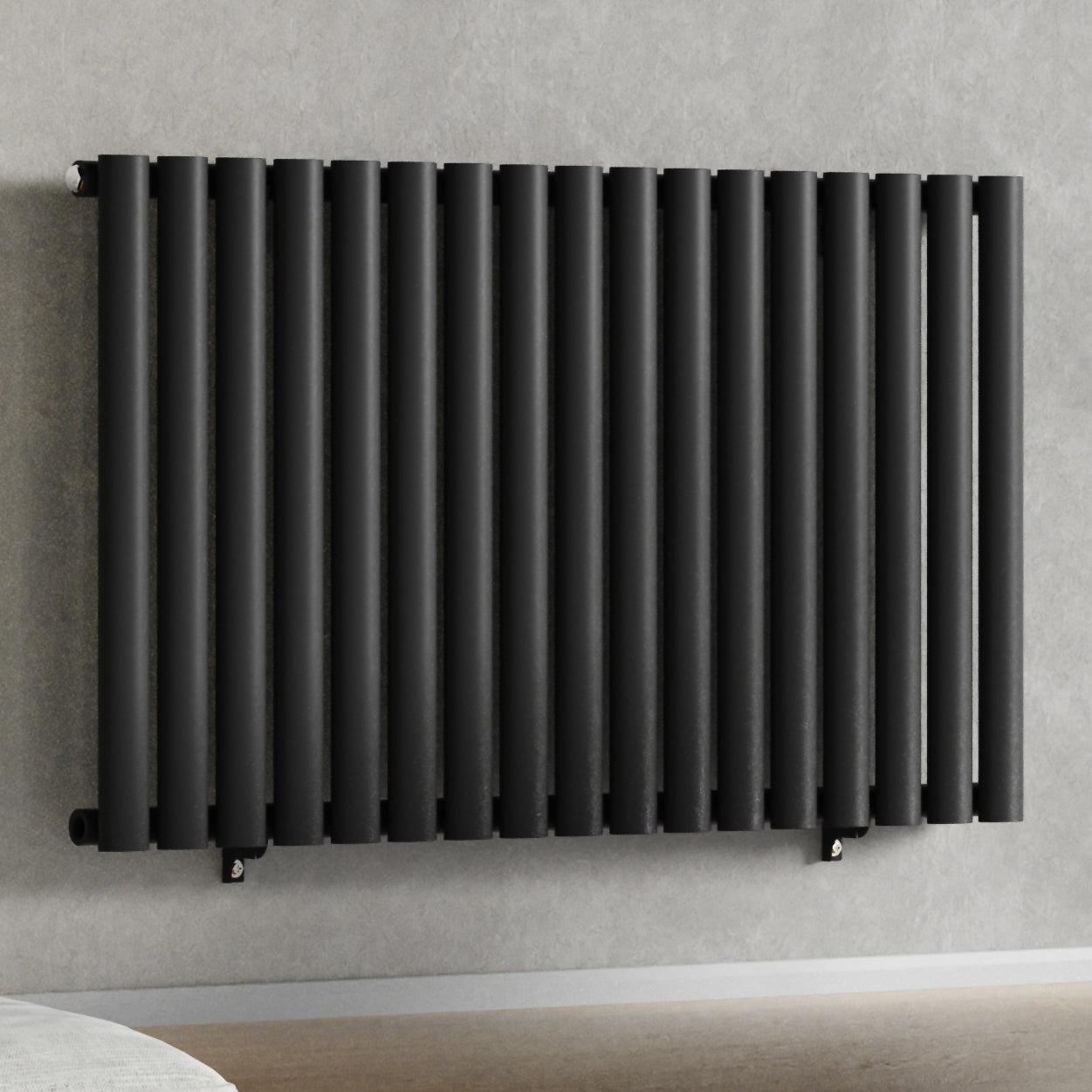 1020mm x 600mm Black Designer Horizontal Single Column Radiator, 2370 ...