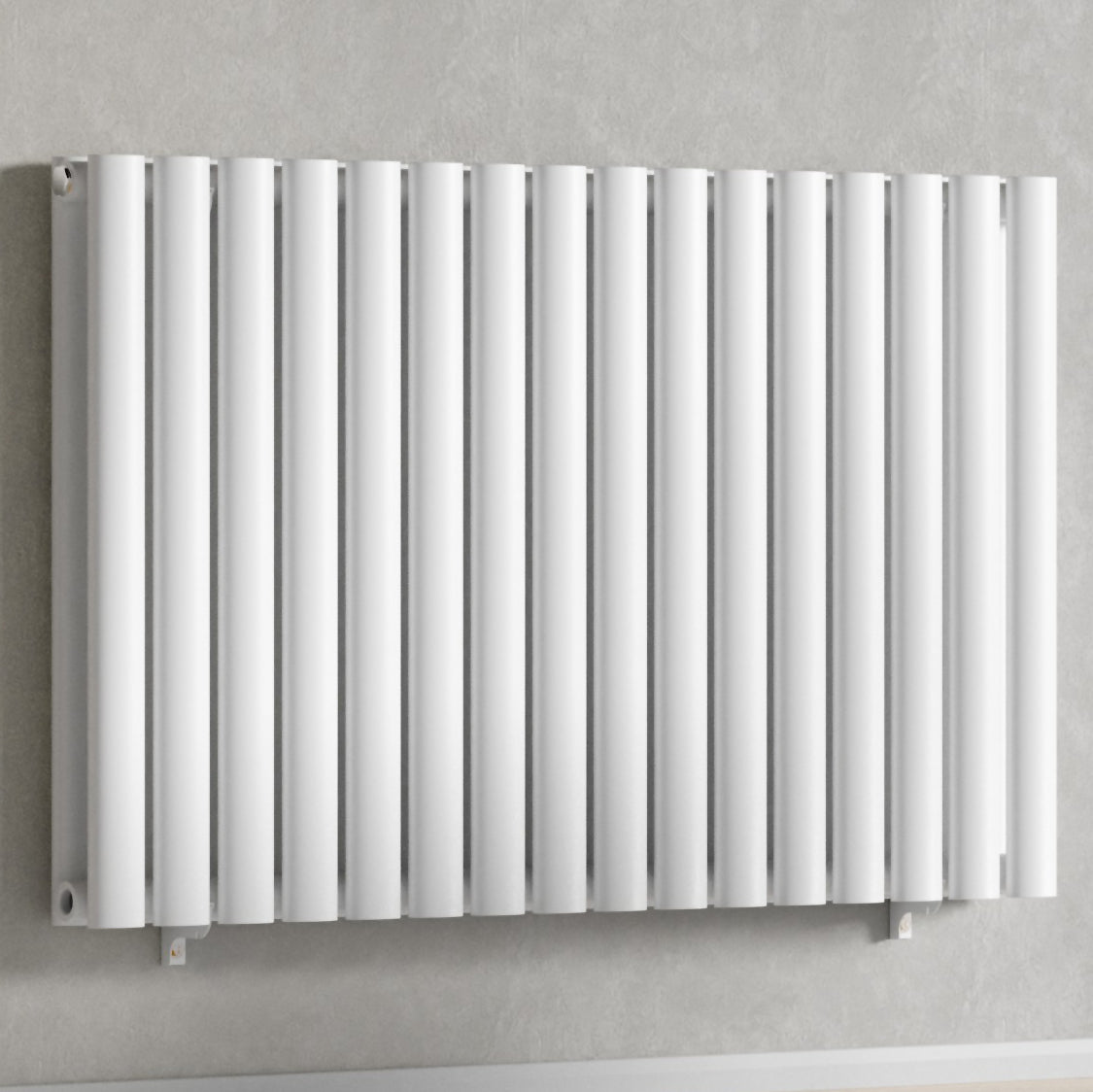 960mm x 600mm White Designer Horizontal Double Column Radiator, 4147 B ...