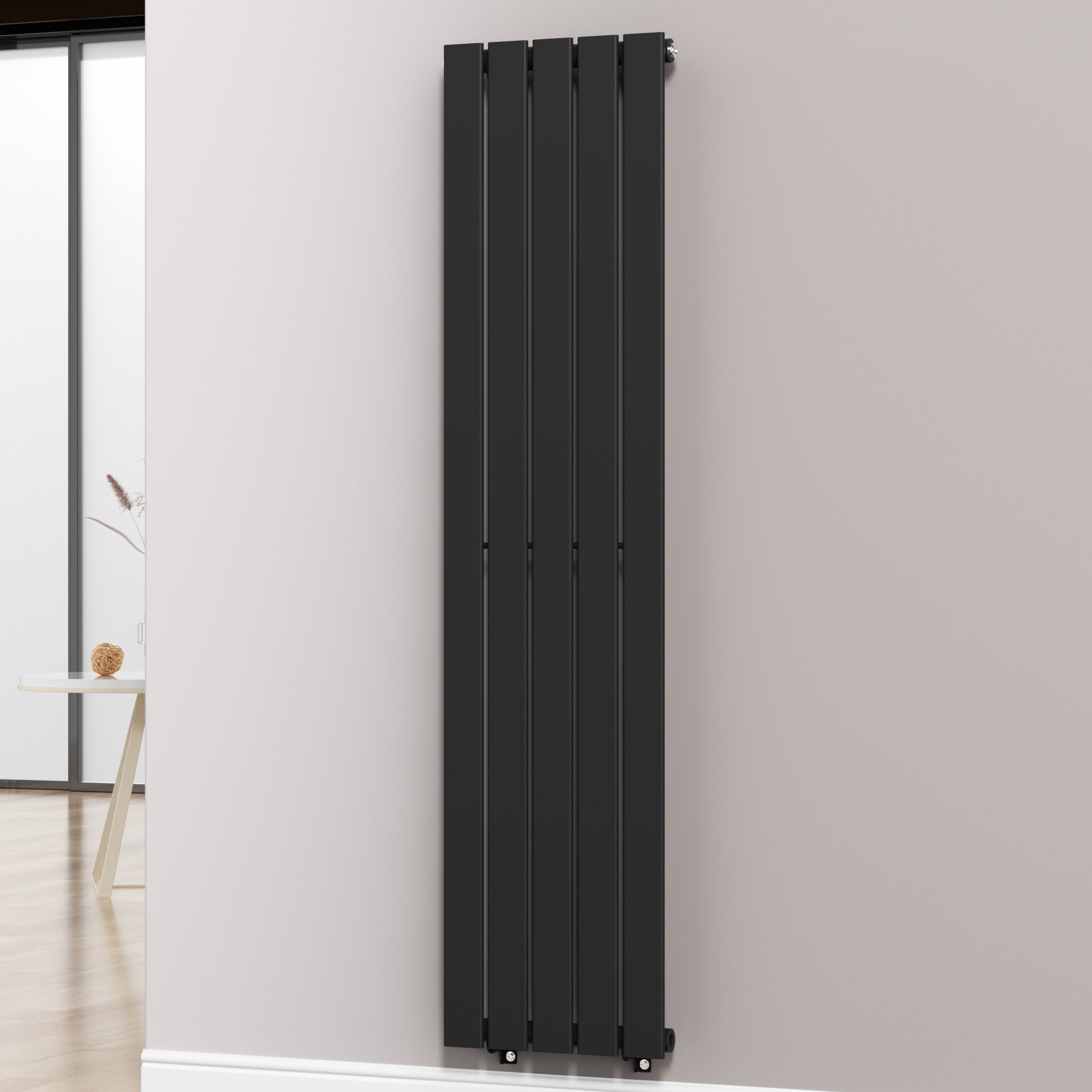 376mm x 1600mm Black Designer Vertical Single Flat Panel Radiator, 213 ...