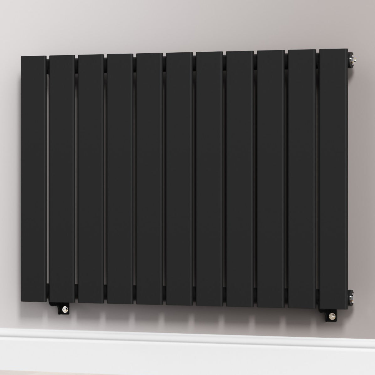 832mm x 600mm Black Designer Horizontal Single Flat Panel Radiator, 19 ...