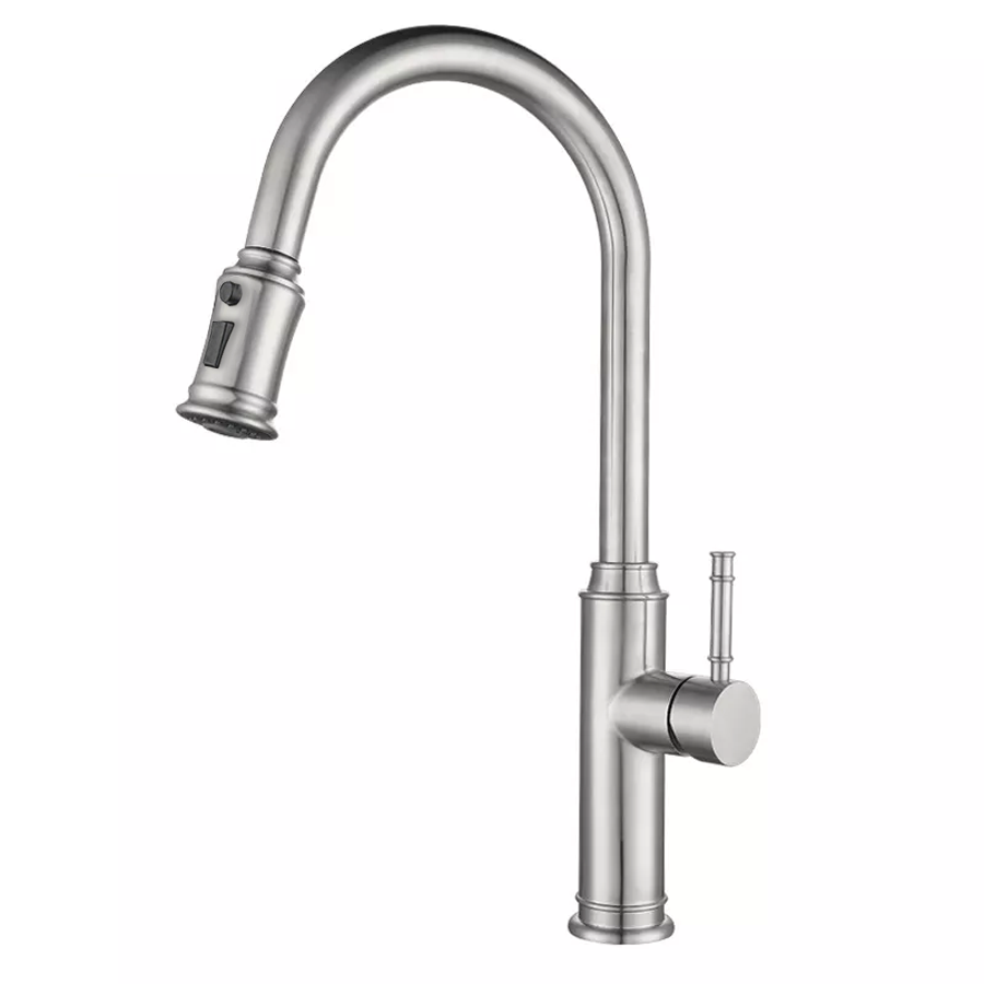 Stainless Kitchen Faucet 360 Flexible Pull Out Hose Dual Spray Chrome ...