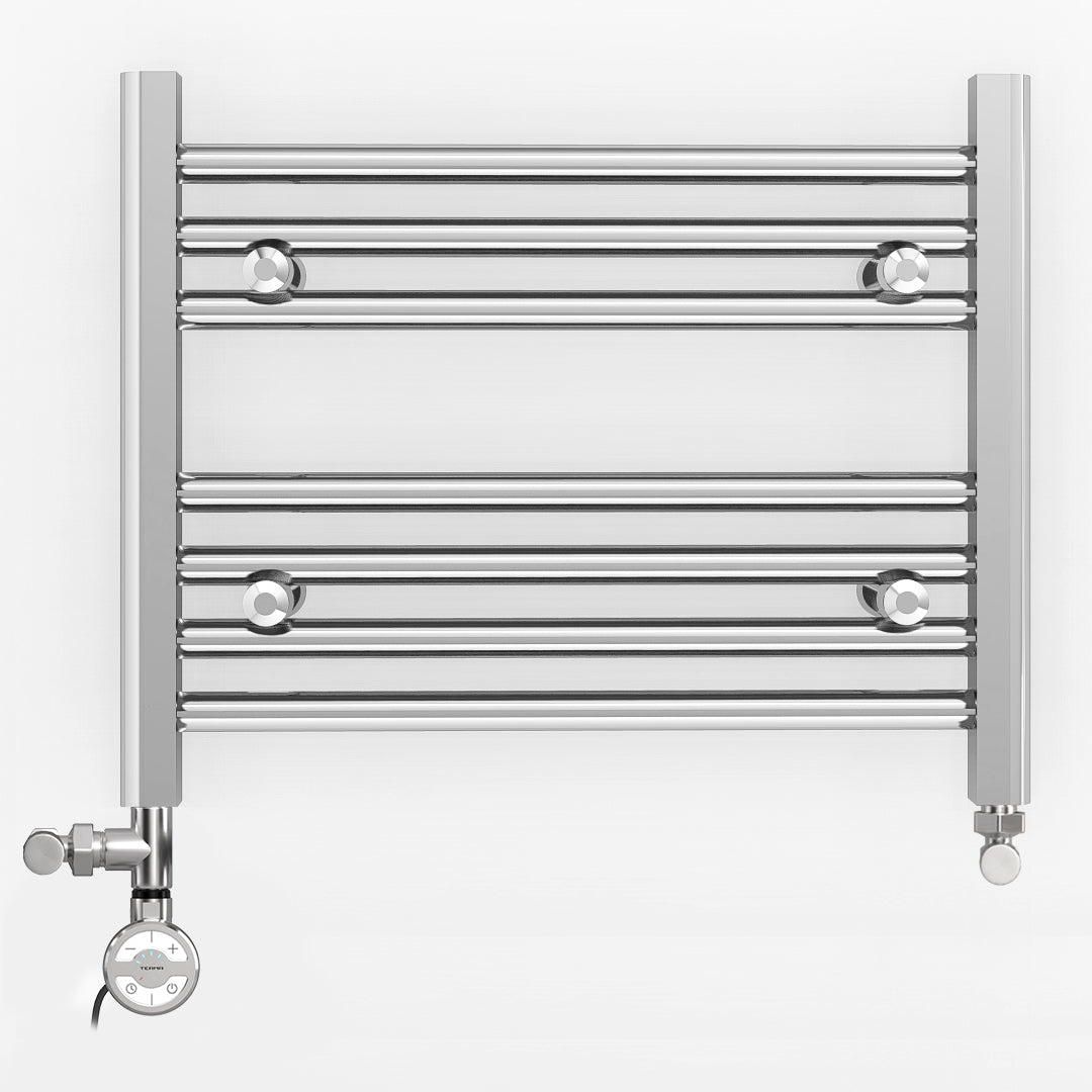 Dual Fuel 450 x 400mm Straight Chrome Heated Towel Rail Radiator- (inc ...