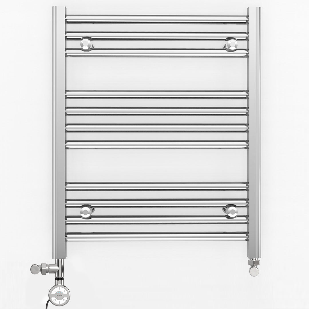 Dual Fuel 600 x 600mm Straight Chrome Heated Towel Rail Radiator- (inc ...