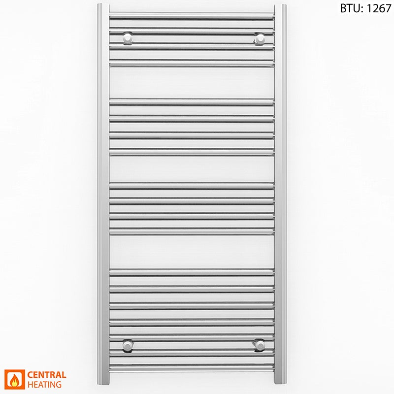 600mm Wide - 1000mm High Flat Chrome Heated Towel Rail Radiator ...