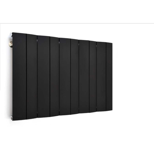 1195mm Wide - 600mm High Black Horizontal Aluminium Designer Radiator ...