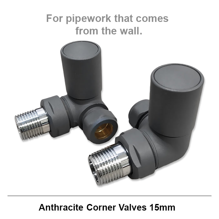 Modern Anthracite Round Corner Radiator Valves 15mm Pair – Myhomeware