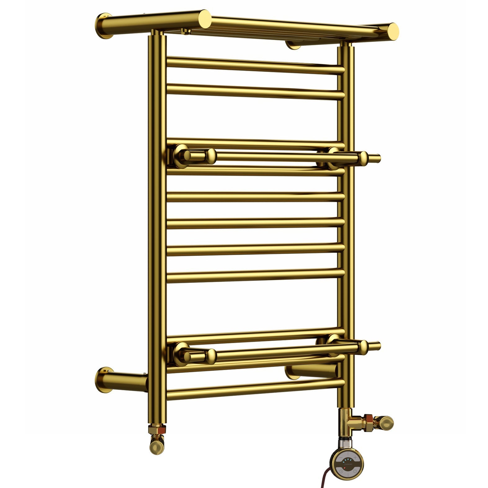Dual Fuel 490 x 680mm Gold Top Shelf Designer Heated Towel Rail Radiat ...