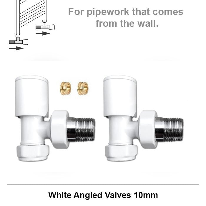 Modern White Angled Radiator Valves 10mm Pair – Myhomeware