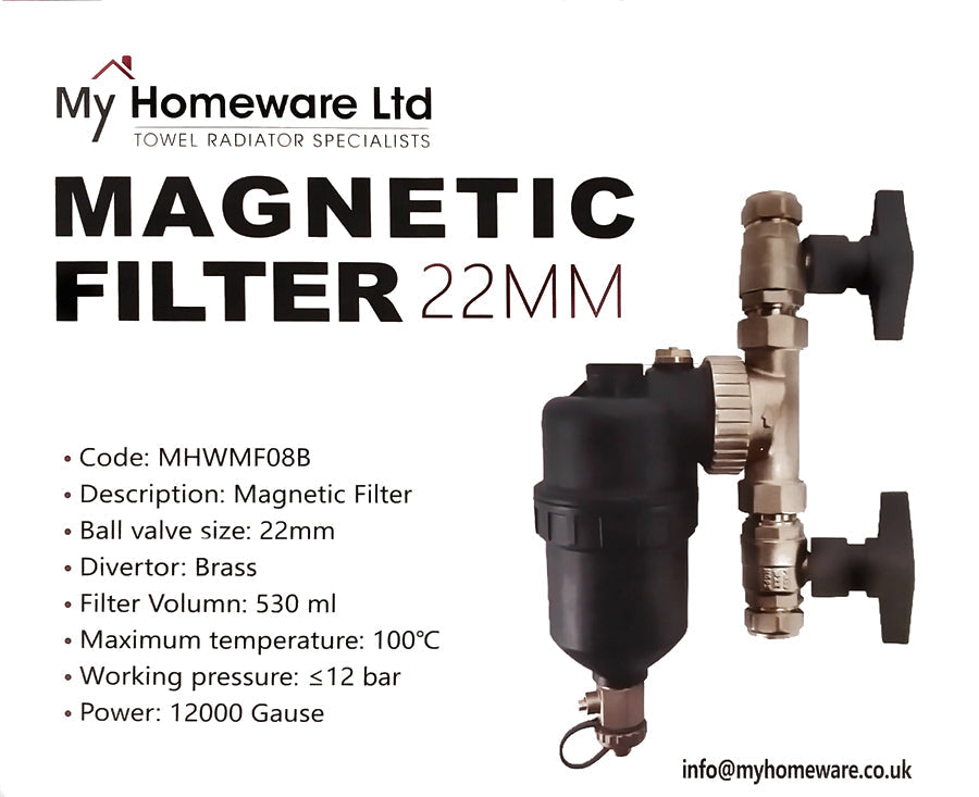22mm Magnetic Boiler Filter Inline – Central Heating Sludge Filter 120 ...